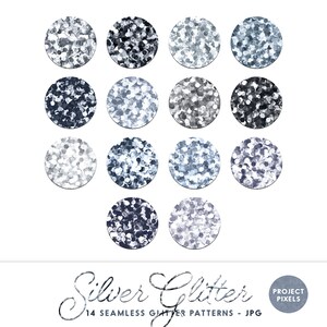 Seamless Silver Glitter Patterns, Chunky Glitter Digital Paper, Glitter ...