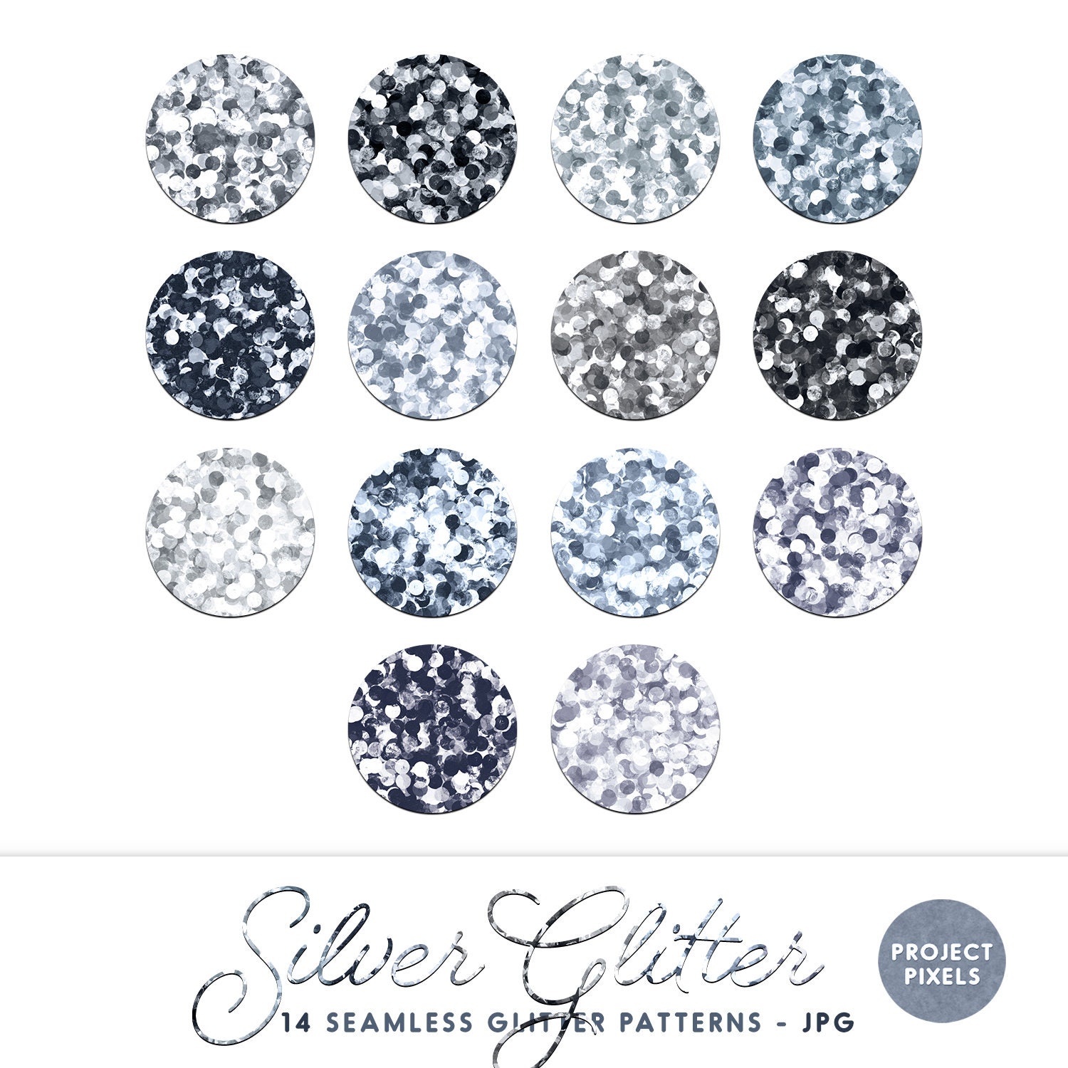 Seamless Silver Glitter Patterns, Chunky Glitter Digital Paper, Glitter ...