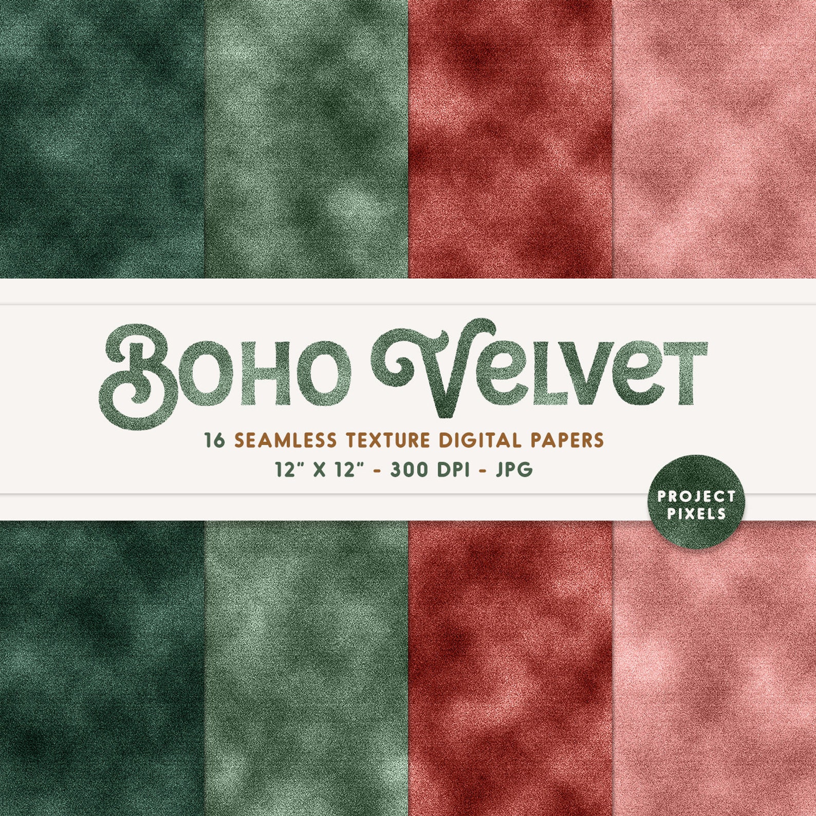 Boho Velvet, Digital Paper Pack, Rich Velvet Seamless Textures ...