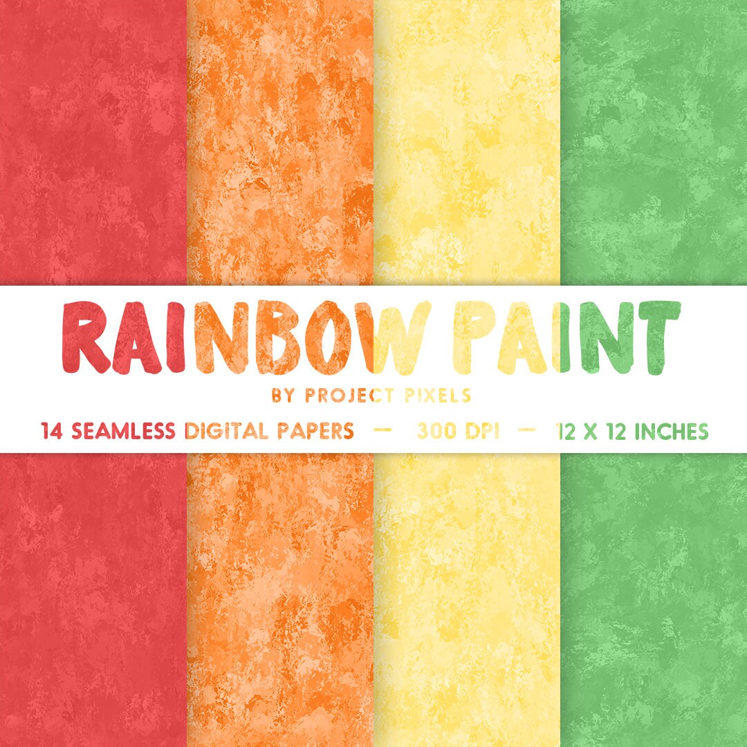 Rainbow Paint Textures, Digital Paper Pack, Colorful Textures, Seamless ...
