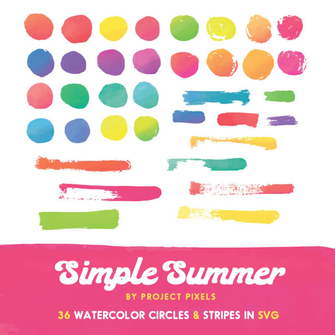 Simple Summer, Graphic Design Pack, Paint Stroke Clip Art, Design ...