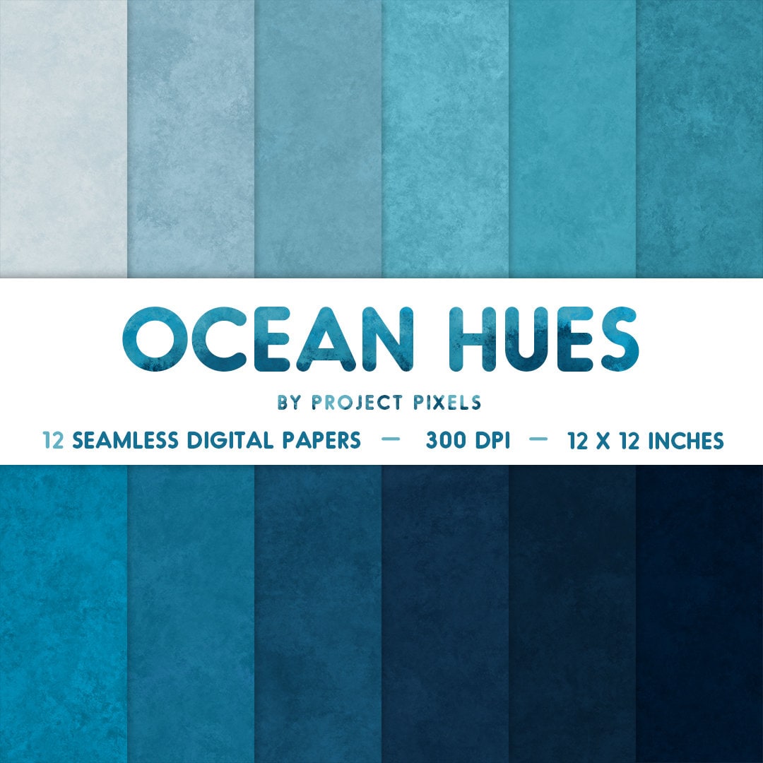 Ocean Hues Digital Paper Pack Blue Textures Gradient Paper - Etsy