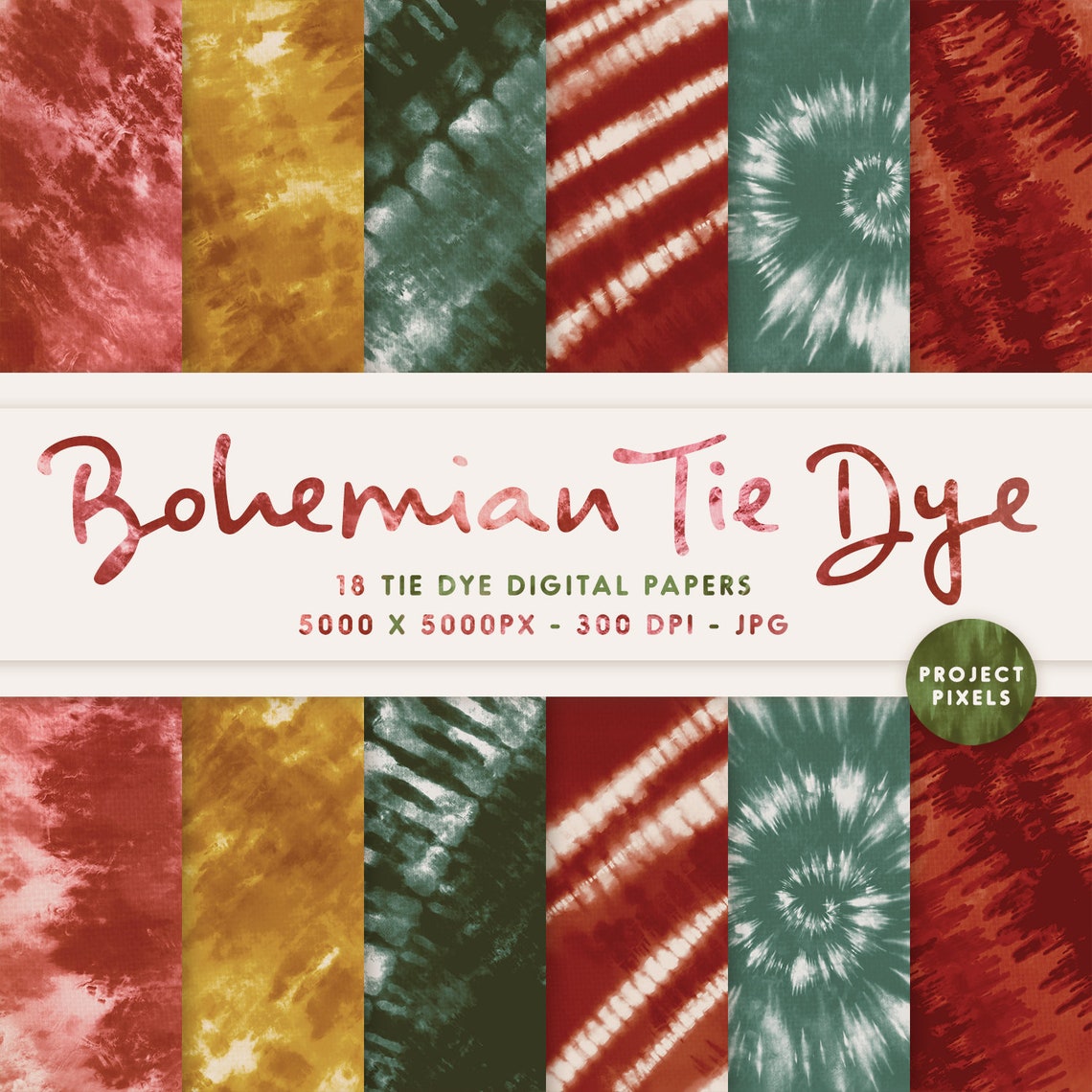 Boho Tie Dye Digital Paper Pack Bohemian Art Warm Autumn - Etsy