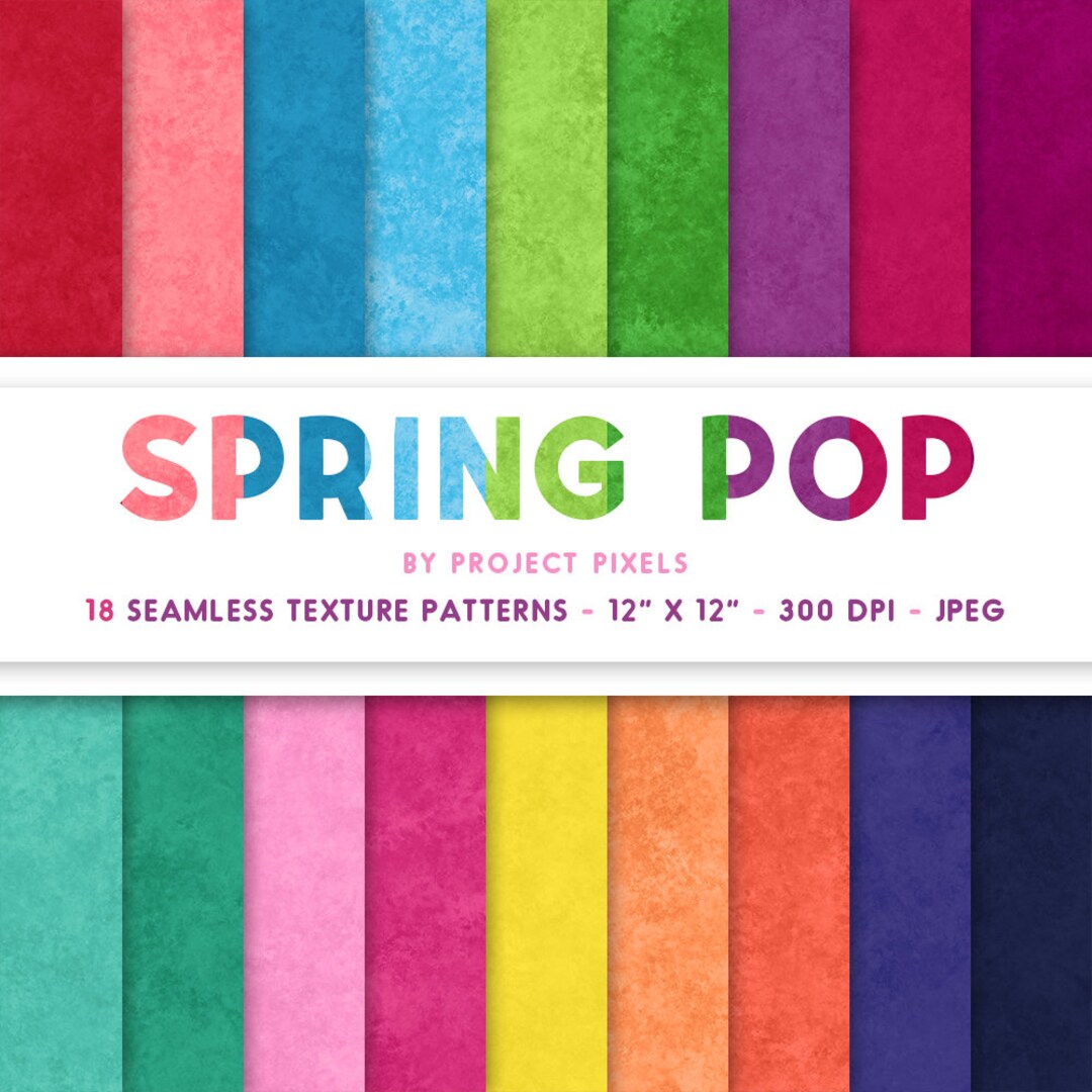 Spring Pop Color, Rainbow Paper Pack, Digital Art Textures, Seamless ...