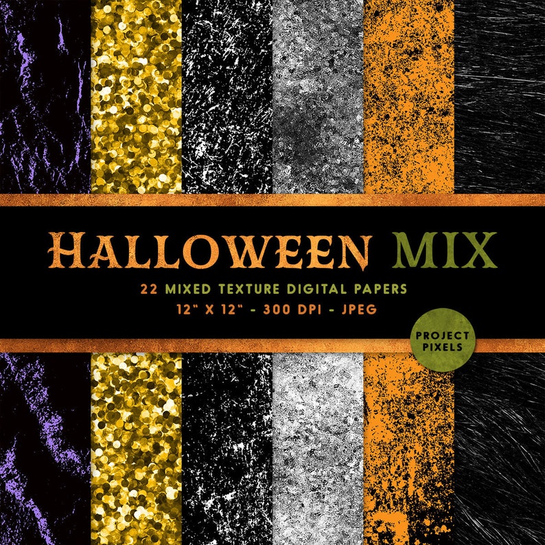 Halloween Mix Digital Paper Pack Mixed Media Textures Spooky - Etsy