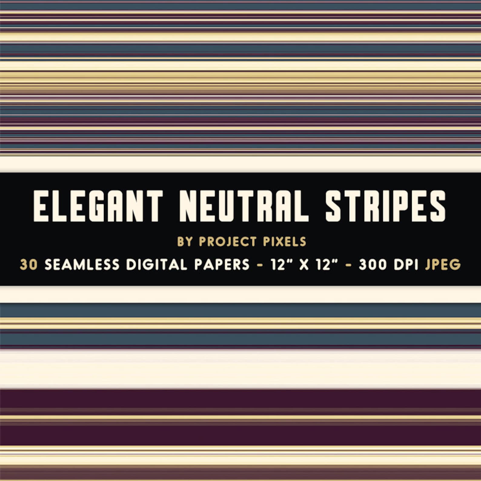 Elegant Neutral Stripes Digital Paper, Seamless Patterns, Gradient ...