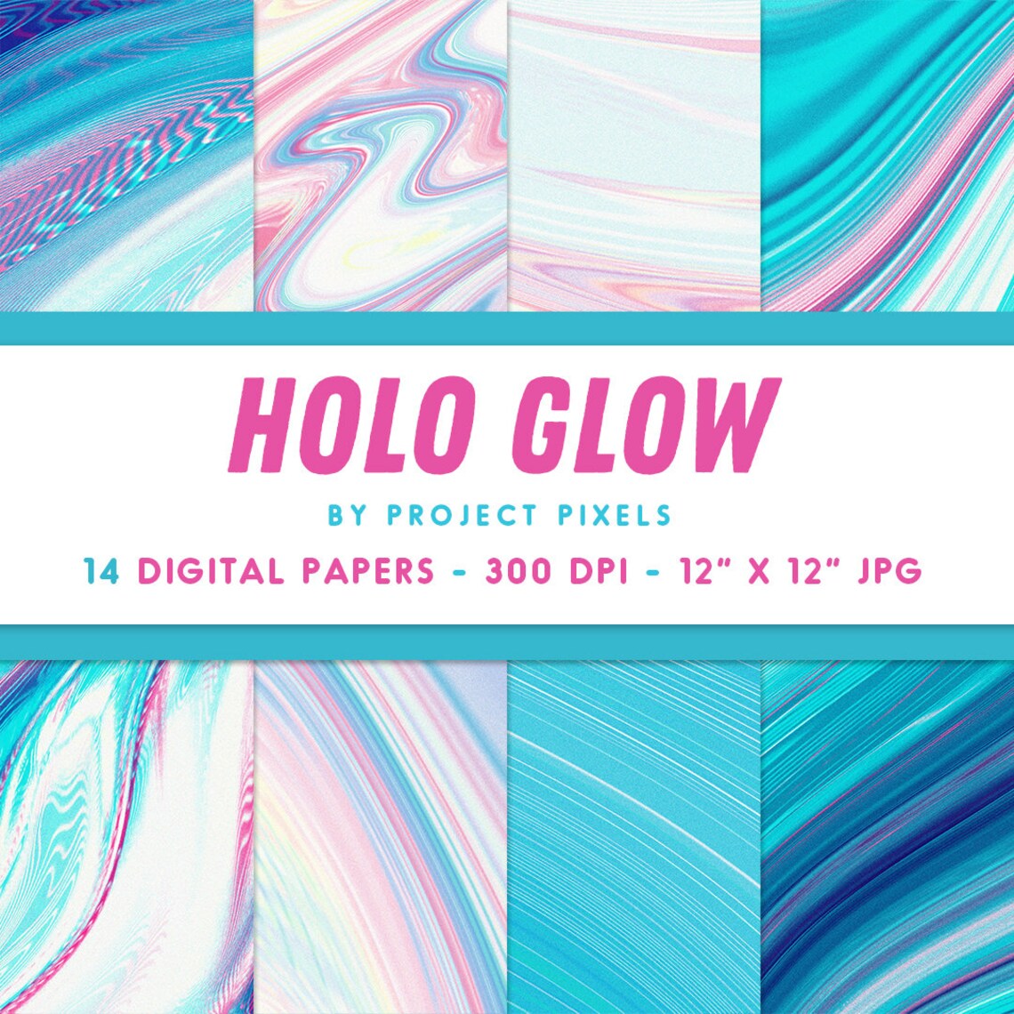 Holo Glow Digital Paper Iridescent Digital Rainbow Abstract | Etsy