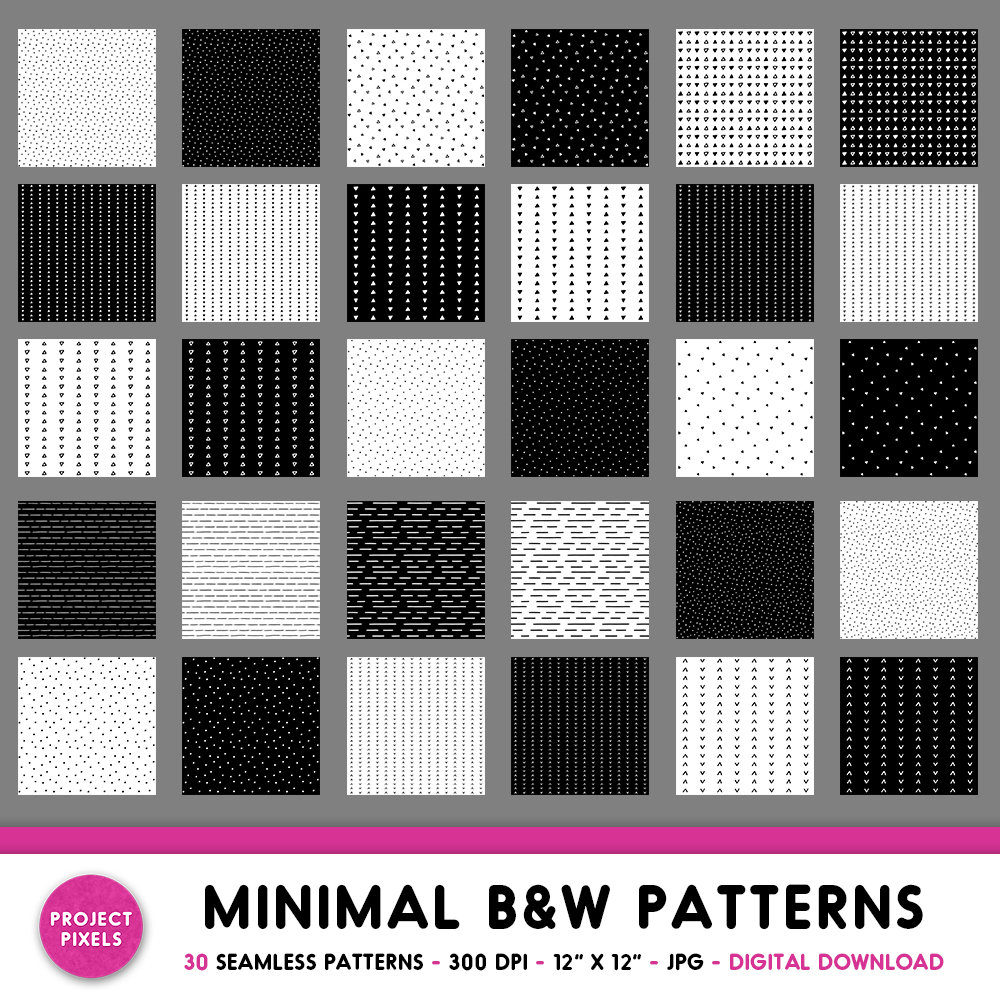 Minimal Black and White Patterns Seamless Patterns Hand - Etsy