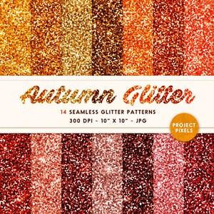 Autumn Glitter, Seamless Patterns, Fall Color Glitter Digital Paper ...