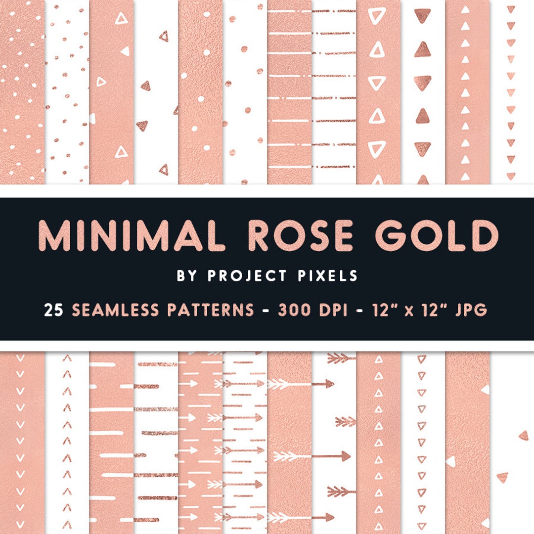 Minimal Rose Gold Seamless Patterns, Digital Paper, Minimal Patterns ...