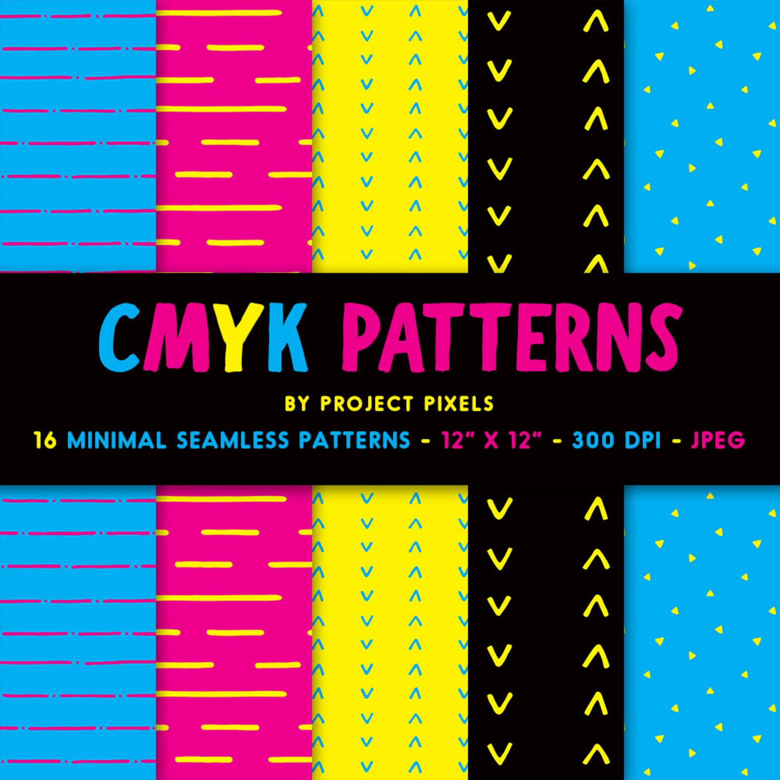 CMYK Patterns, Minimal Seamless Patterns, Cyan Magenta Yellow Black ...