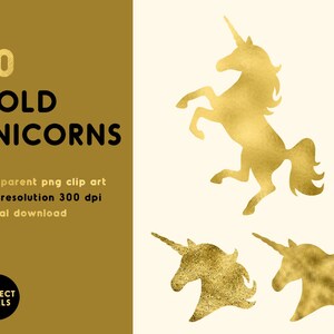 30 Gold Unicorns Unicorn Clip Art Gold ClipArt Gold Foil | Etsy