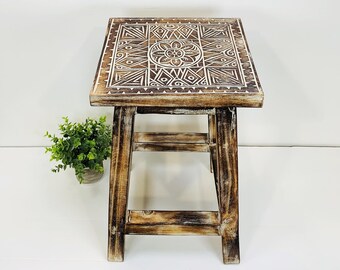 Carved Wood Stool - Etsy