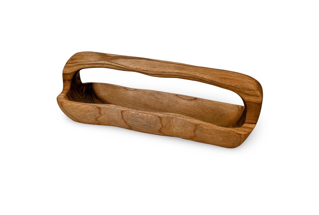 Hand Carved Teak Wood Caddy: Rustic Boho Bath & Kitchen Tray - Etsy