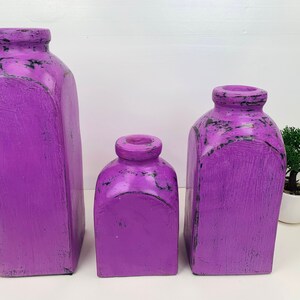 PURPLE POTTERY VASE Set , Purple Vase Set, Purple Ceramic Vase Set, 3 ...