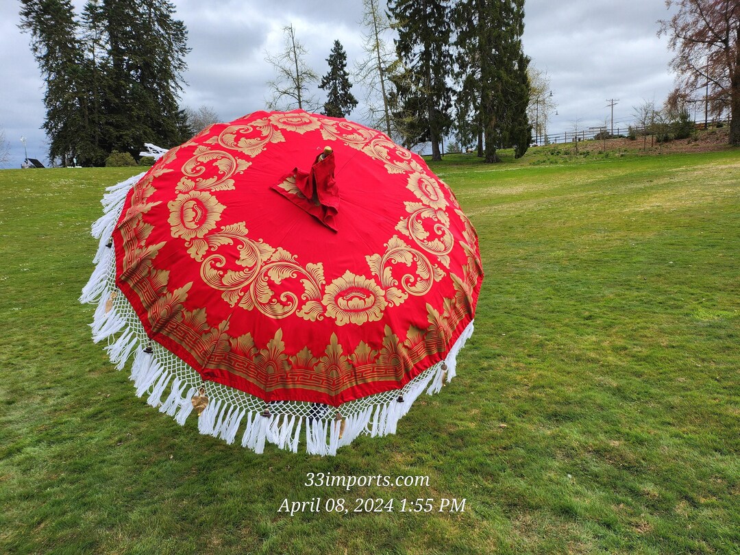 RED BALI UMBRELLA, Painted Umbrellas, Wedding Umbrellas, Asian ...