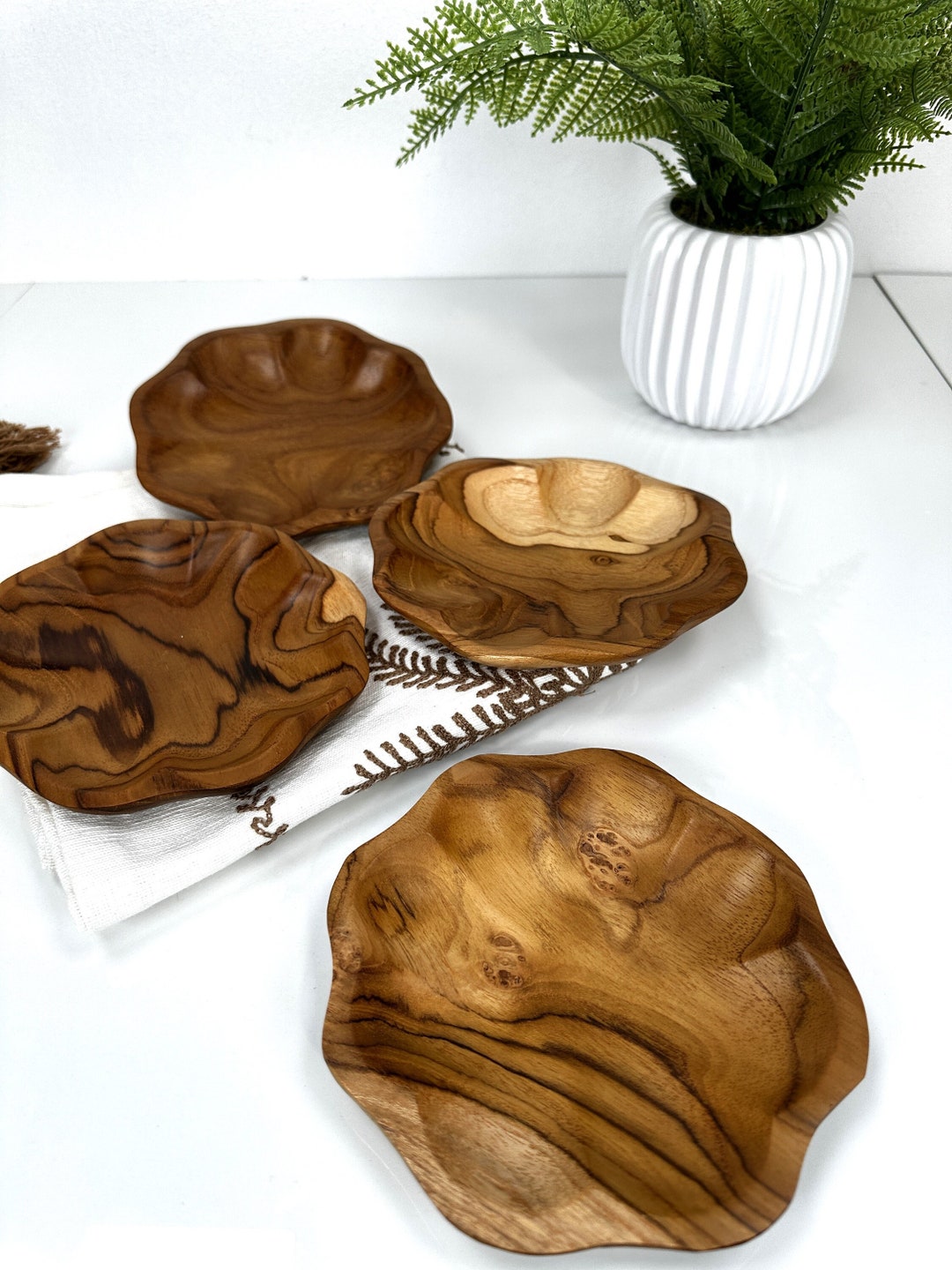 ARTISAN WOOD TRAY, Appetizer Plate, Spice Dish, Decor Wood Plate, Teak ...