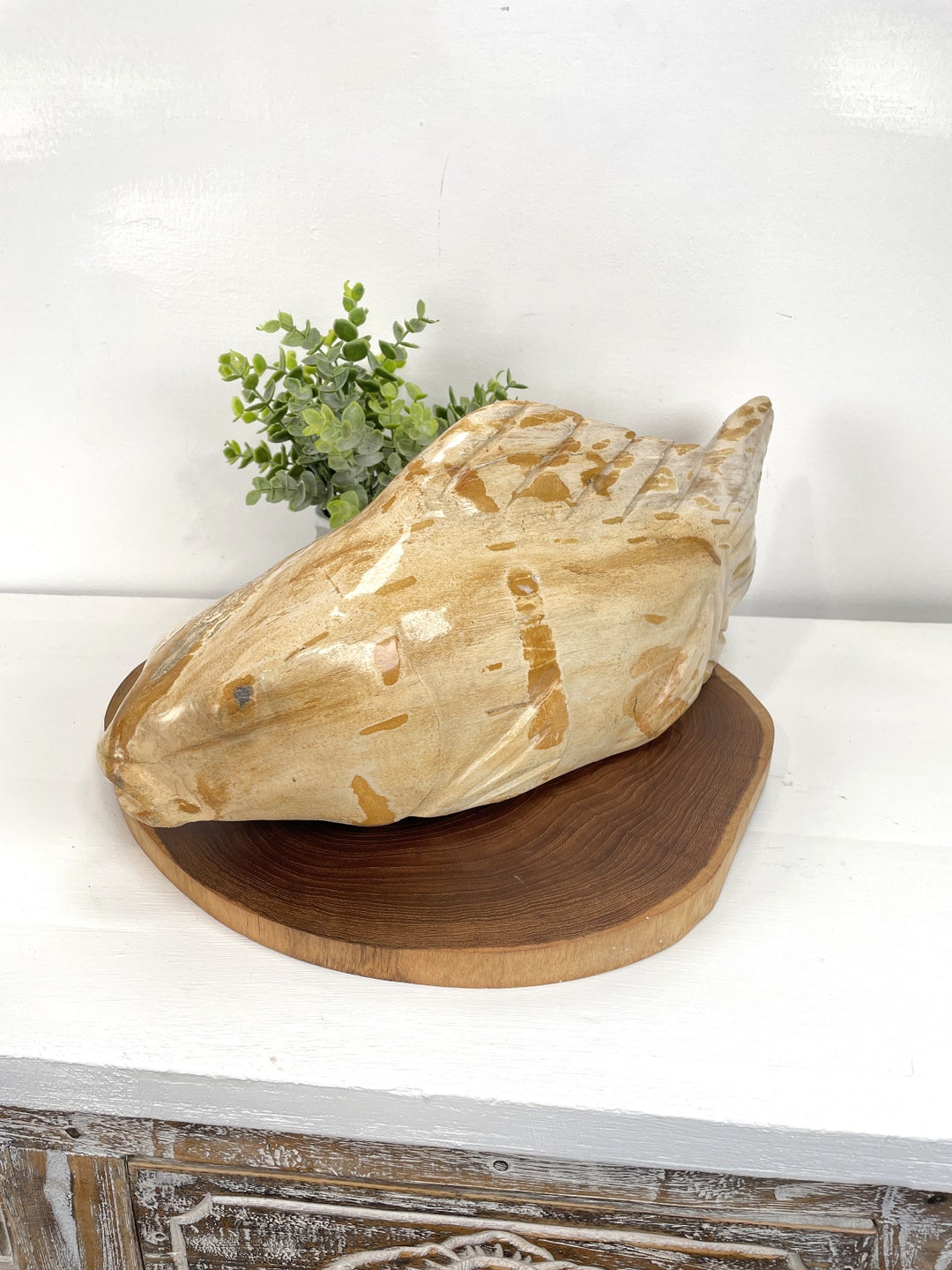 STONE FISH SCULPTURE, Hand Carve Stone Fish, Wood Fish Sculpture ...