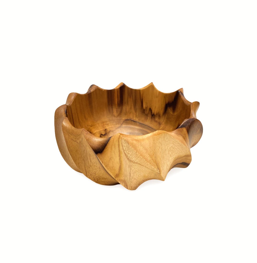 Fluted Teak Bowl, Knickknack Bowl, Handmade Bowl, Teak Bowl, Wooden ...