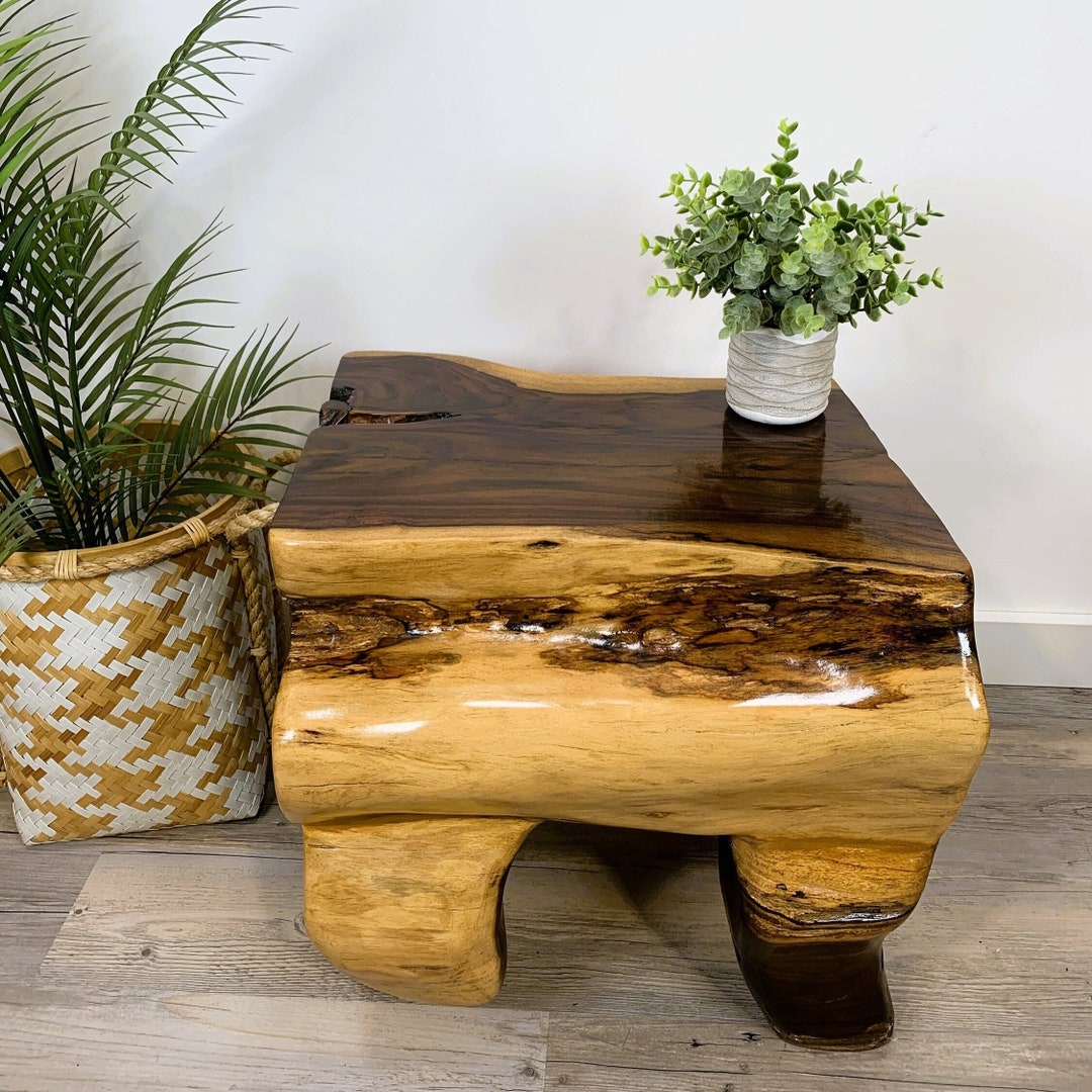 SOLID WOOD TABLE Teak Chunk Side Table Tree Trunk End Table - Etsy