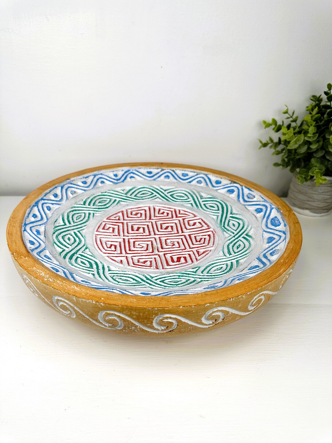 HAND CARVED PLATE, Carved Wood Trays, Centerpiece Plate, Wood Fruit ...