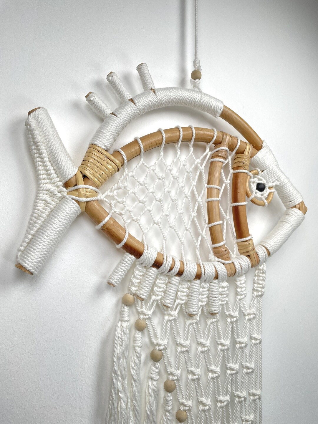 CROCHET MACRAME FISH, Macrame Fish Dreamcatcher, Woven Bamboo Fish ...