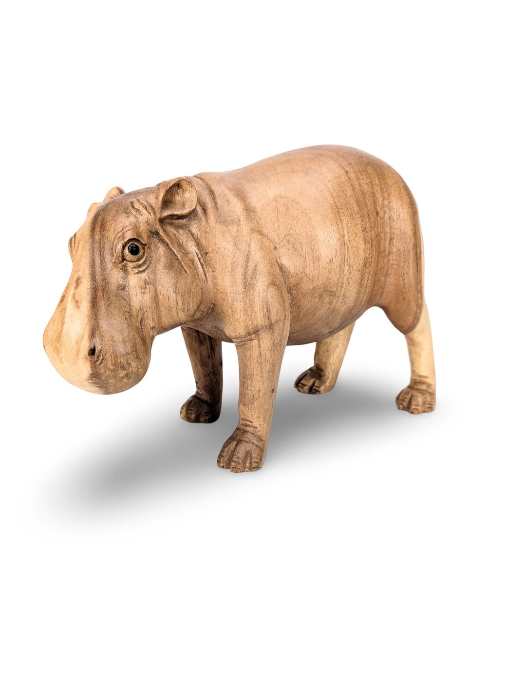 WOODEN HIPPO STATUE, Handcrafted Hippo, Hippo Animal Figurine, Safari ...