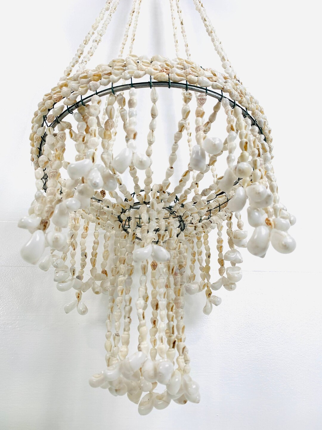 TROPICAL SHELL CHANDELIER, Boho Hanging Seashell, Shell Hanging Fixture ...