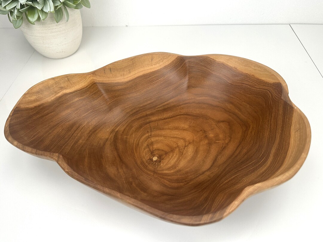 HAND CRAFTED BOWL, Solid Wood Plate, Rustic Wood Platter, Wood Charger ...