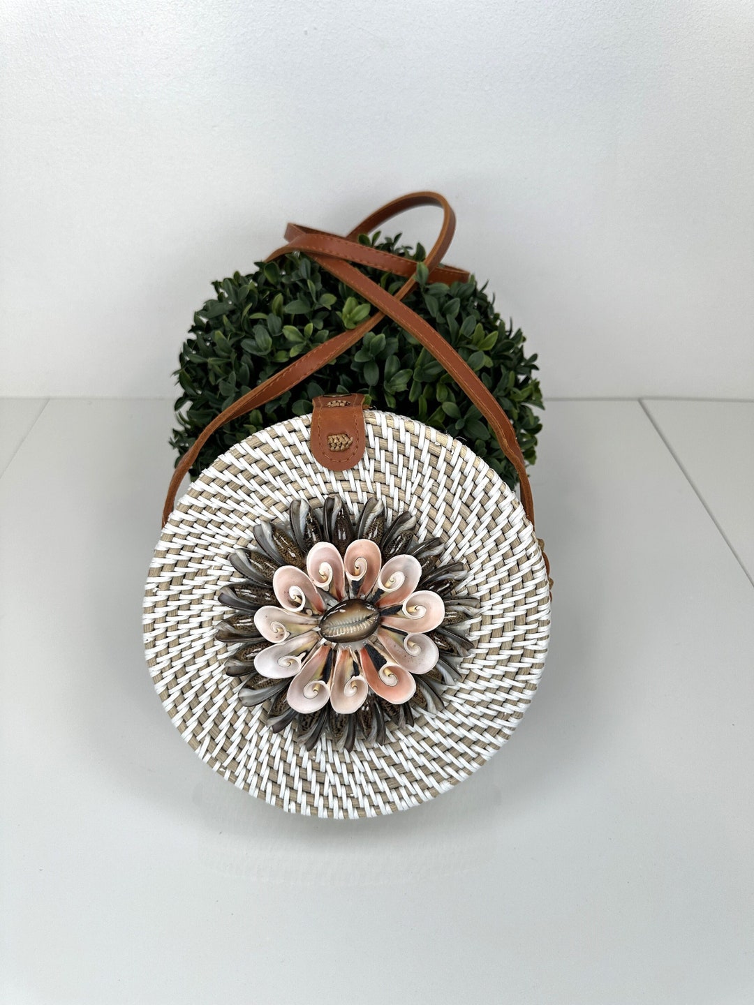 SHELL CROSSBODY PURSE, Shell Woven Bag, Cream Rattan Bag, Handmade ...