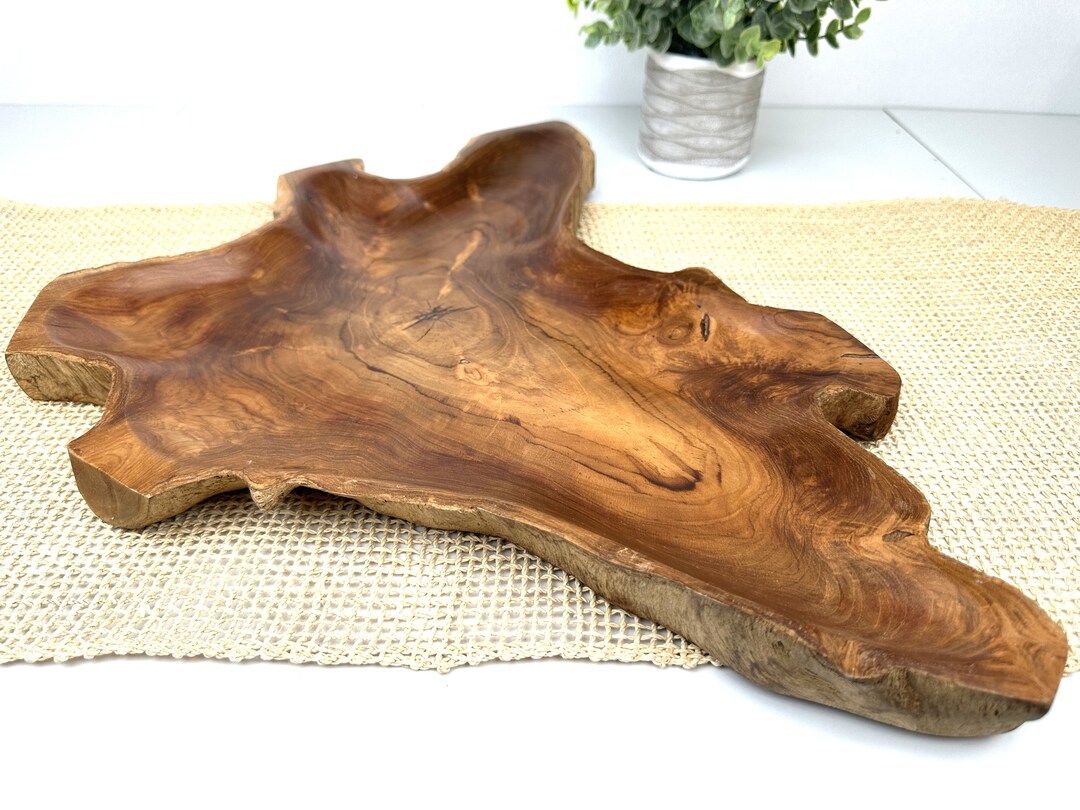 LIVE EDGE PLATTER, Rustic Serving Platter, Large Wood Plate, Live Edge ...