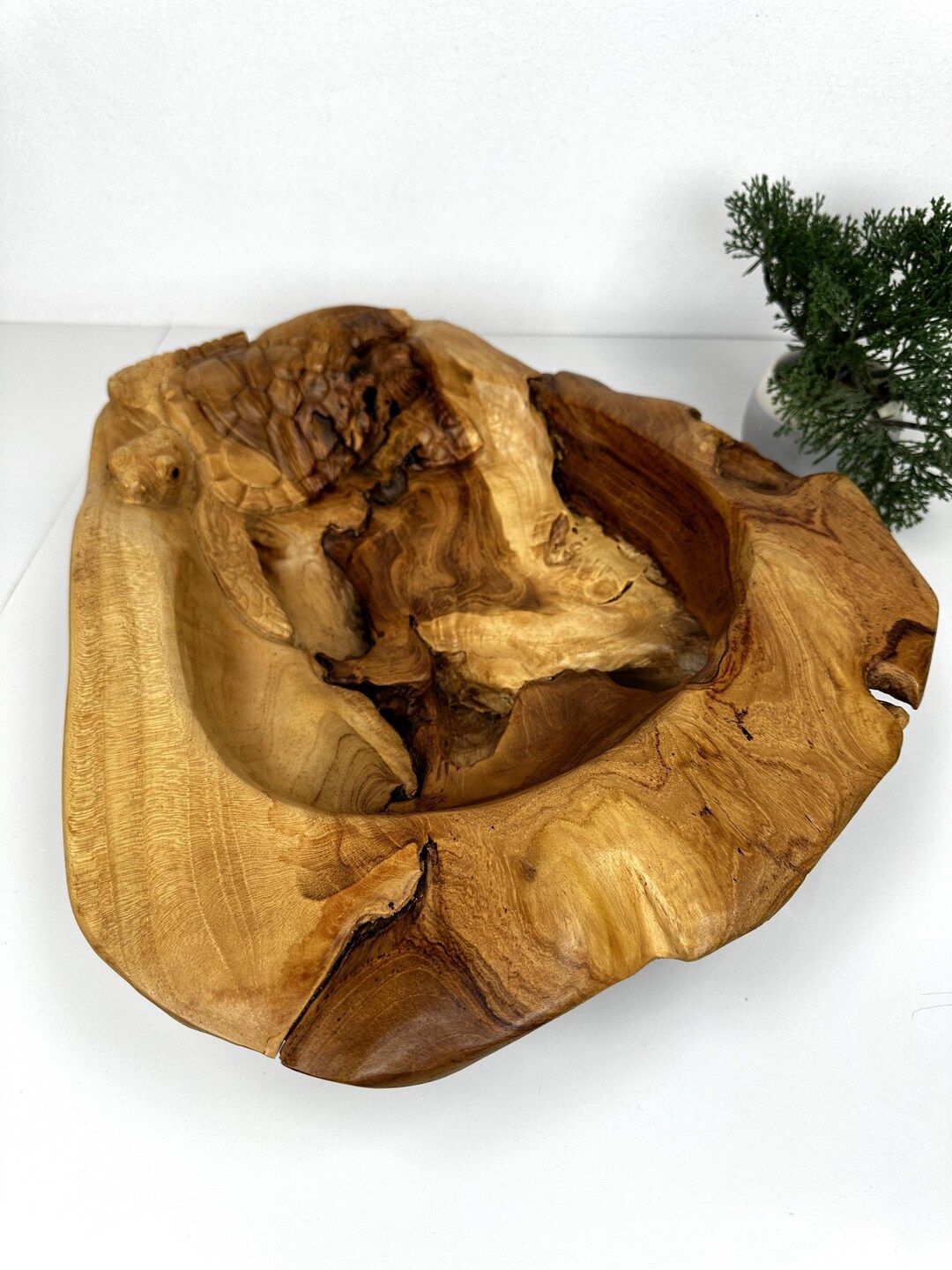SEA TURTLE BOWL, Turtle Wood Bowl, Wood Accent Bowl, Handcarved Teak ...