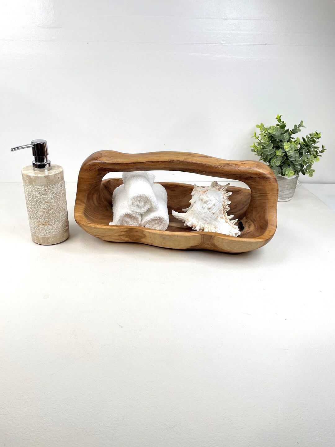 TEAK SPA CADDY Wood Shower Caddy Wooden Storage Vessel Teak - Etsy