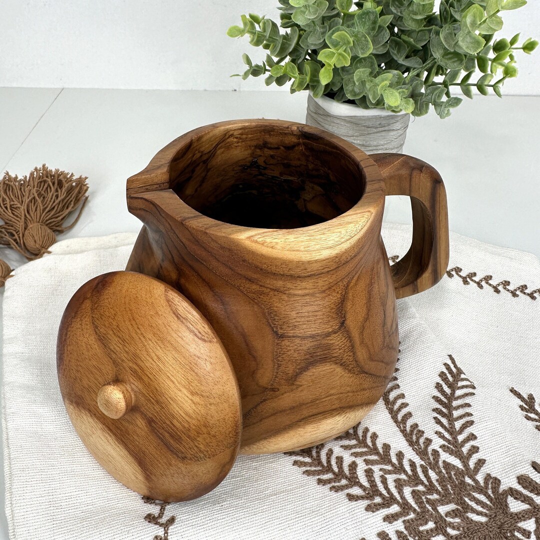 HANDMADE TEAK TEAPOT, Teakwood Decorative Teapot, Hand Carved Teapot ...