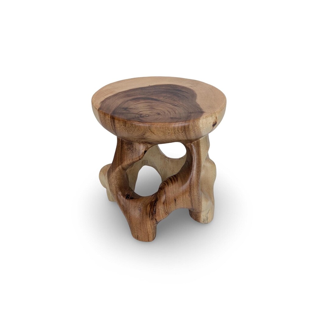 WOOD CARVED STOOL, Live Edge Stool, Puja Table, Meditation Shrine, Zen ...