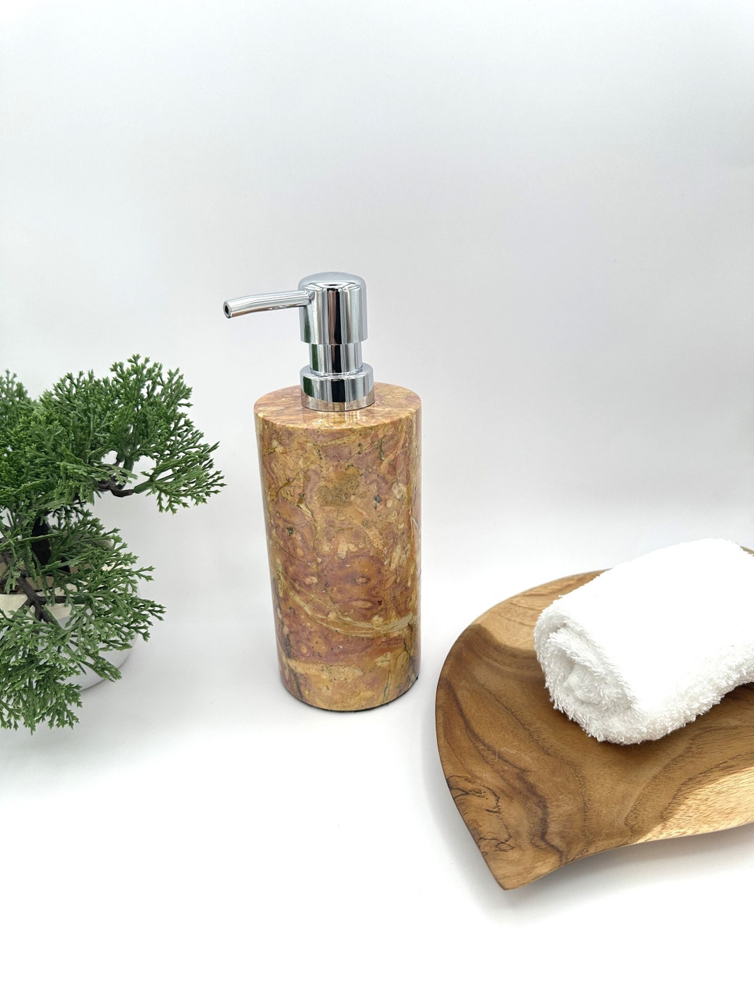 MARBLE STONE PUMP, Soap Dispenser Set, Stone Bath Accessory, Natural ...