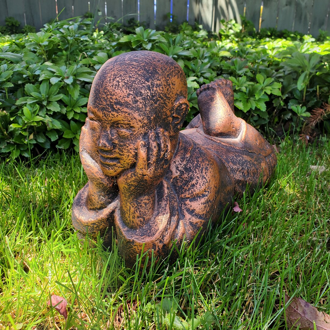 MONK GARDEN STATUE, Stone Statue, Monk Lawn Statue, Zen Garden Statue ...