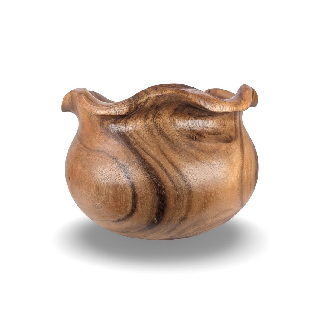 Natural Wood Pot, Live Edge Pot, Round Teak Pot, Handcrafted Teak Pot ...
