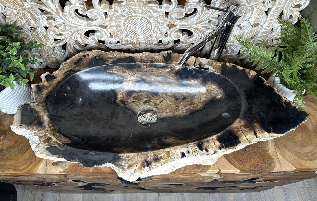 RUSTIC PETRIFIED WOOD Sink, Organic Bathroom, Bathroom Wood Sink ...