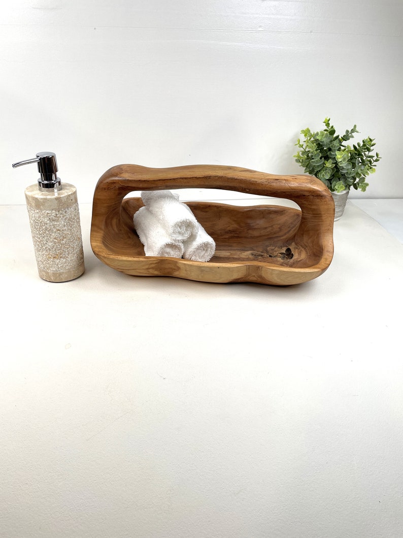 TEAK SPA CADDY Wood Shower Caddy Wooden Storage Vessel Teak - Etsy