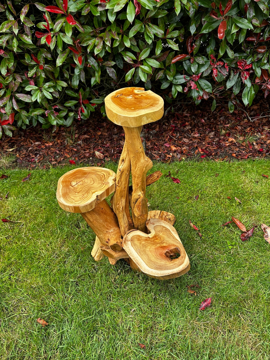 RUSTIC TEAL SHELF, Tiered Teak Shelf, Corner Shelf, Teak Garden Shelf ...