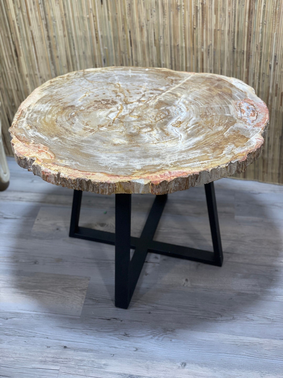 RUSTIC STONE TABLE, Petrified Wood Slab Table, Stone End Table, Live ...