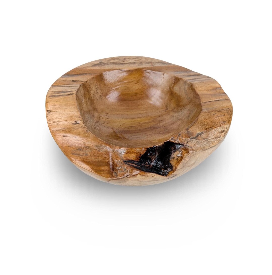LIVE EDGE TEAK Bowl, Hand Carved Bowls, Wood Bowl Accents, Teak Bowl ...