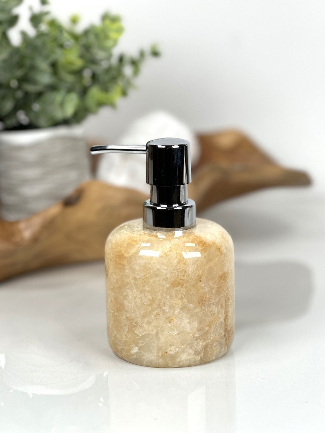 STONE SOAP DISPENSER, White Onyx Soap Dispenser, Stone Lotion Pump ...