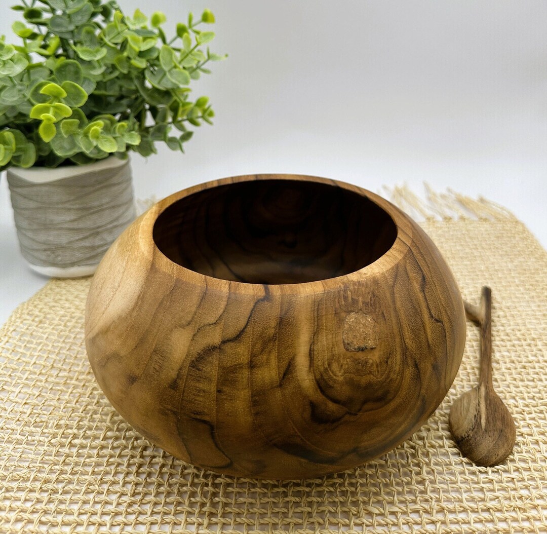HAND CARVED BOWL, Asian Wood Bowl, Bali Teak Bowl, Teak Fruit Bowl ...