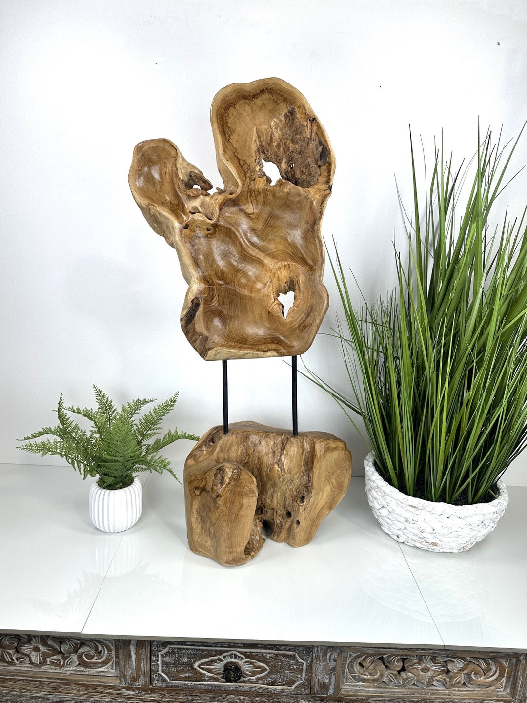 ABSTRACT WOOD CARVING, Teakwood Art Sculpture, Artisan Wood Art ...