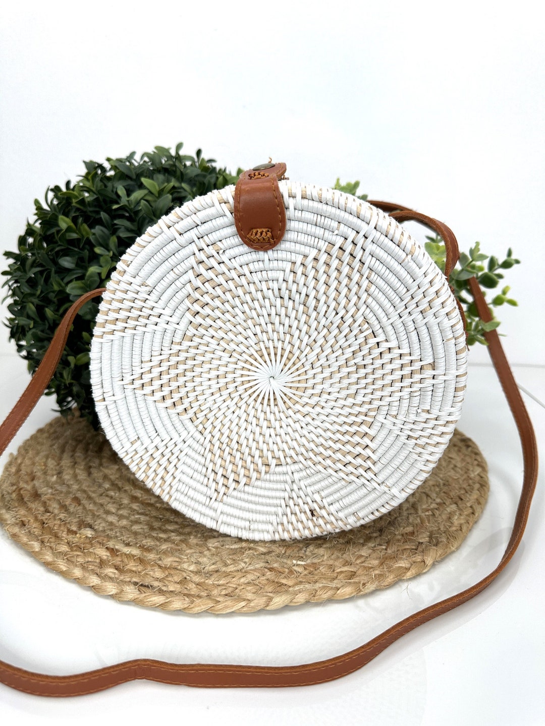 CROSSBODY RATTAN PURSE, Summer Purse, Shell Woven Bag, Boho Rattan ...