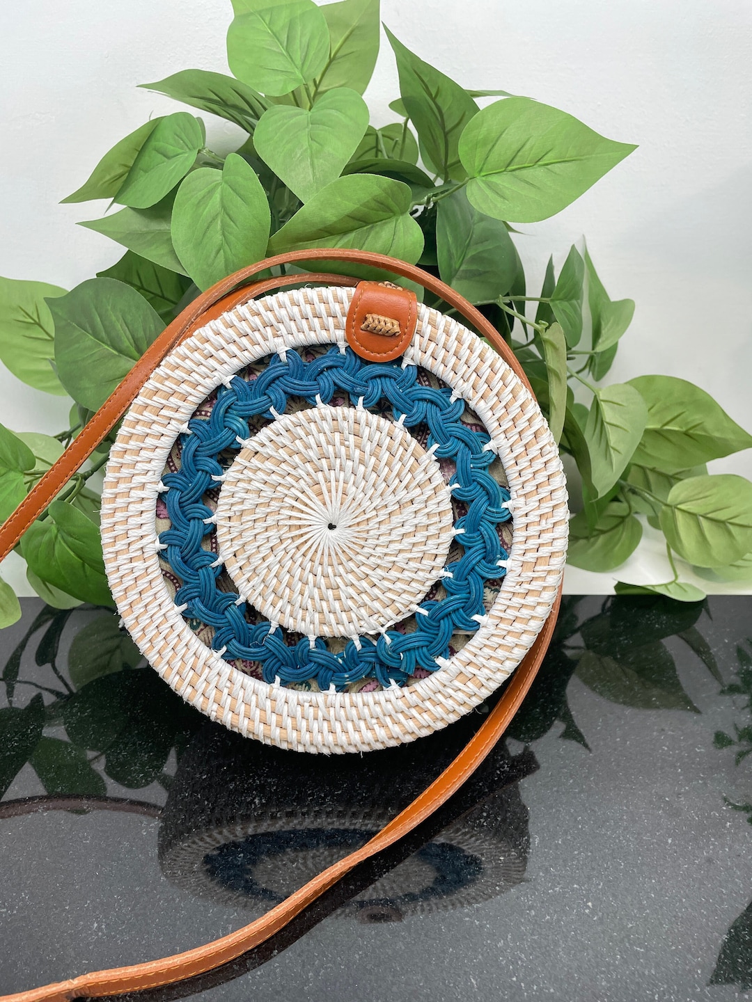 SUMMER BOHO PURSE, Round Rattan Bag, Summer Rattan Purse, Handwoven Bag ...