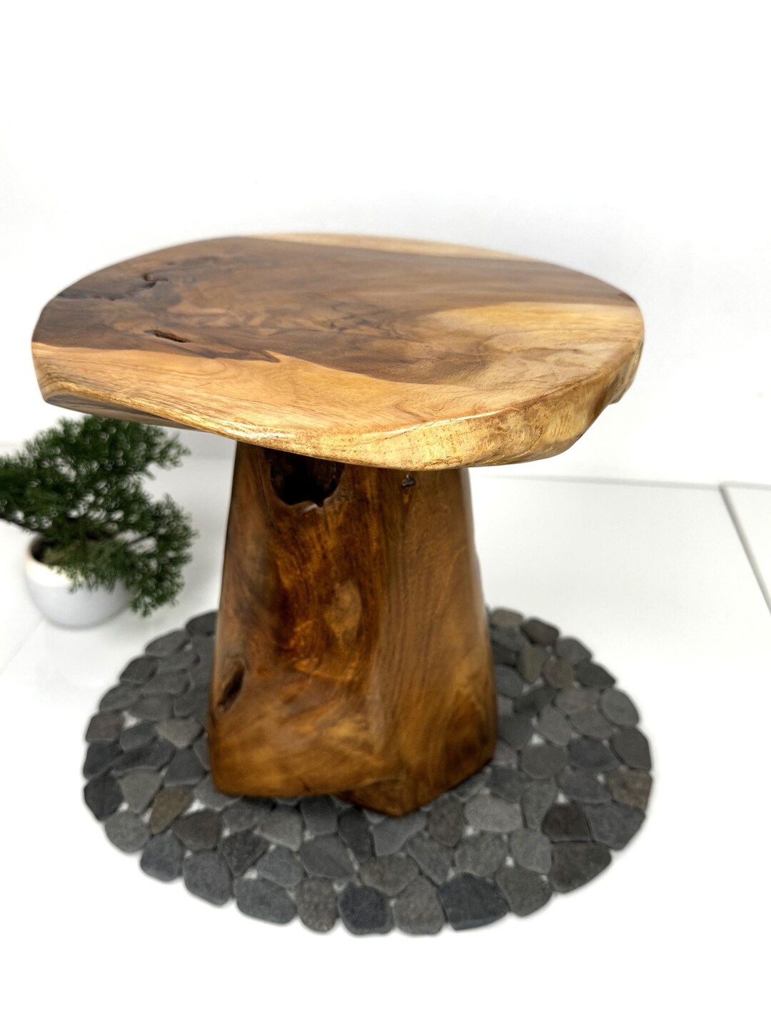 VINTAGE TEAKWOOD STOOL, Live Edge Altar, Handmade Altar, Teak Stool ...
