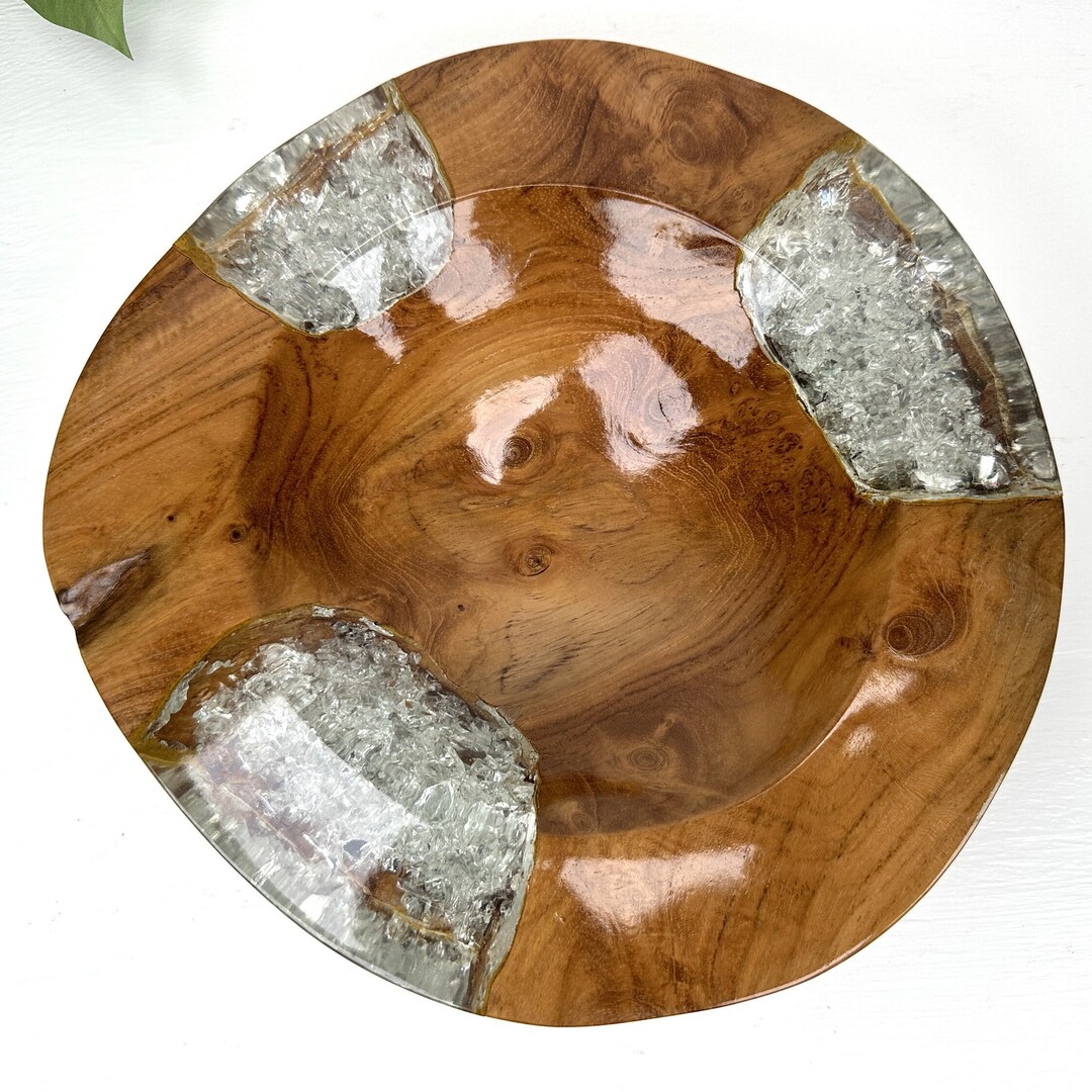 EPOXY RESIN TEAK Bowl, Resin Art, Teakwood Bowl, Wood Sculpture, Bali ...